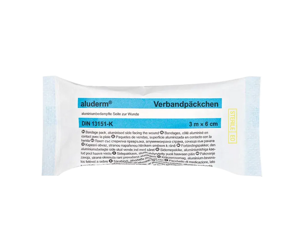 Effektives Erste-Hilfe-Bandage: aluderm® Verbandpäckchen – Medasi.shop