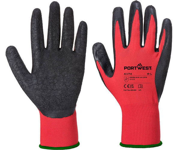 Flex Grip Latex Handschuh A174 - Portwest Rot/Schwarz – Medasi.shop