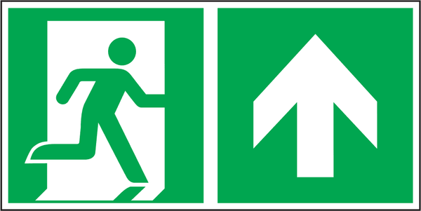 Notausgangsschild gerade – Kombischild ISO 7010 E001 + E005 – Medasi.shop